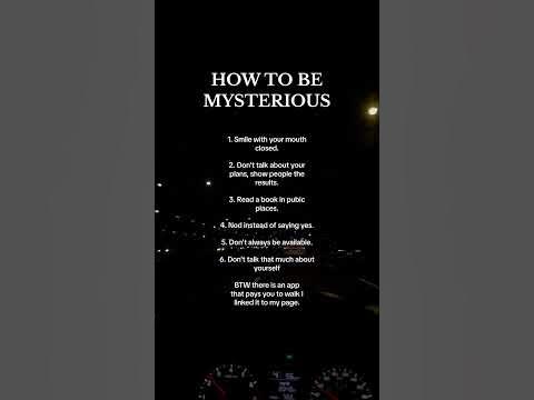 How to be mysterious - YouTube