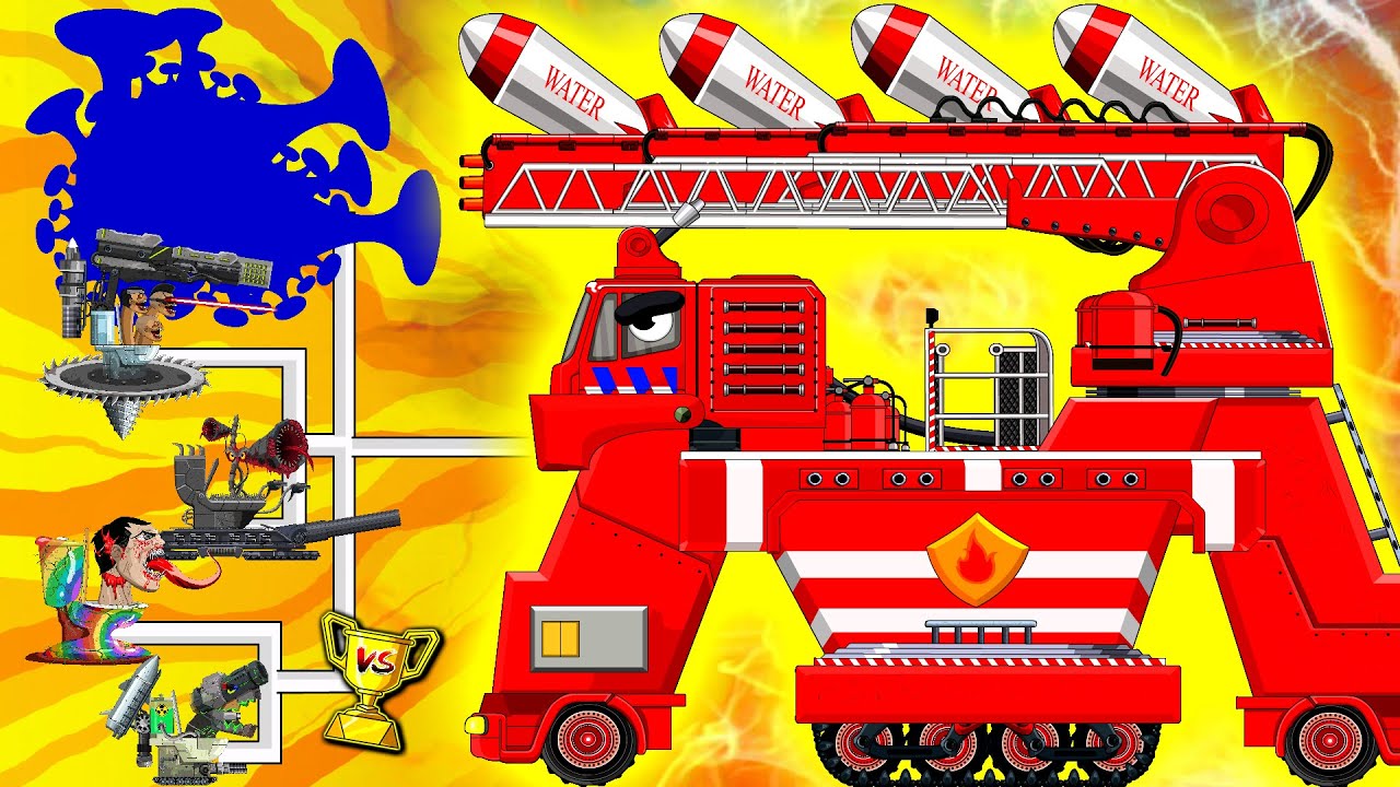 Evolution of Hybrids FIRE TRUCK Battles EVIL MUTANT TOILET?! Cartoon ...