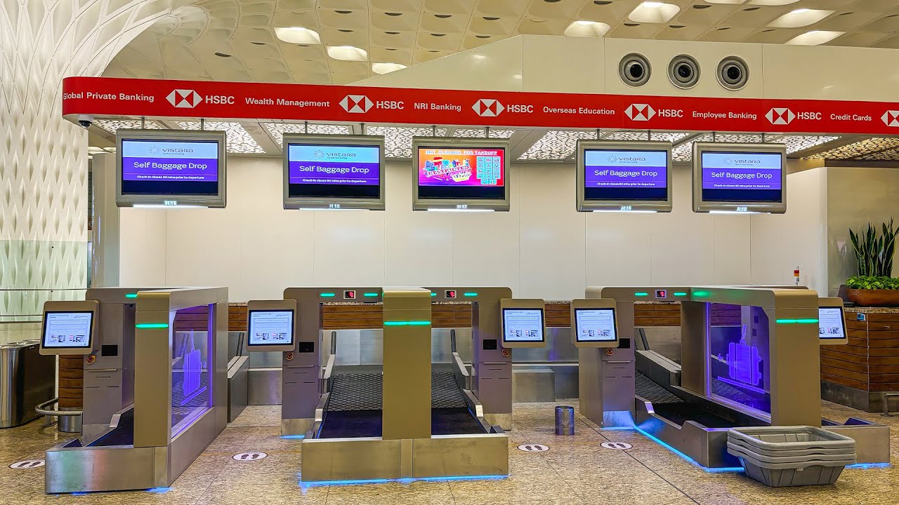 Vistara Self Baggage Drop Counter at Mumbai International Airport - YouTube