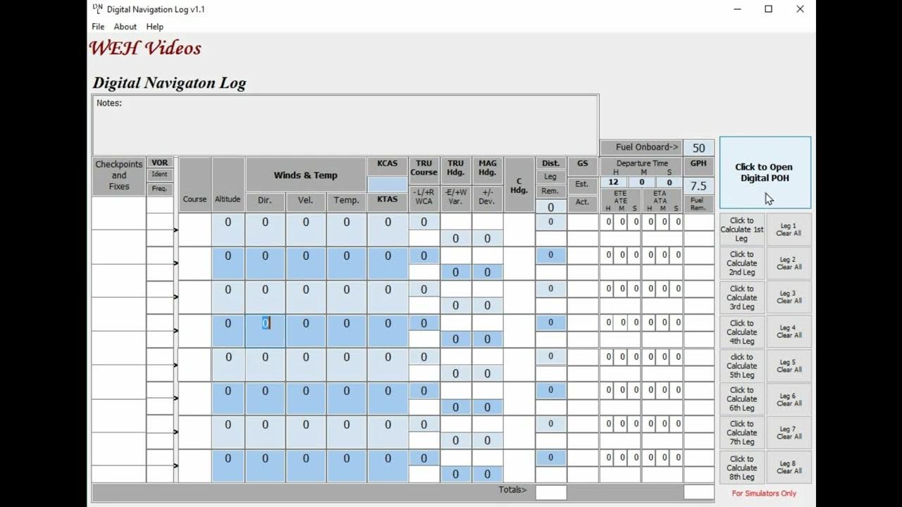 Digital VFR Navigation Log v1.1 - YouTube