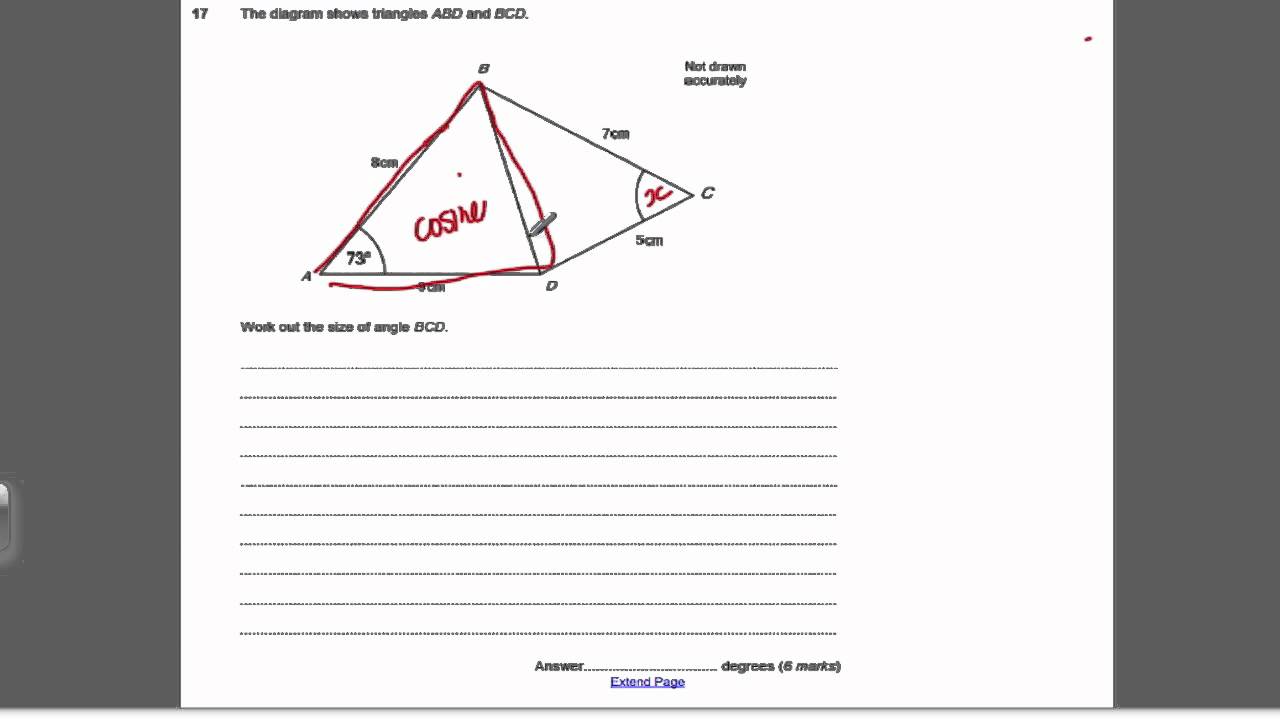 Sine And Cosine Rule 2 GCSE Higher Maths Exam Qs 18 YouTube