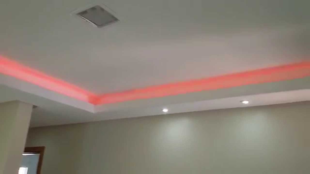 Sanca Aberta com iluminação em fitas de leds color - YouTube