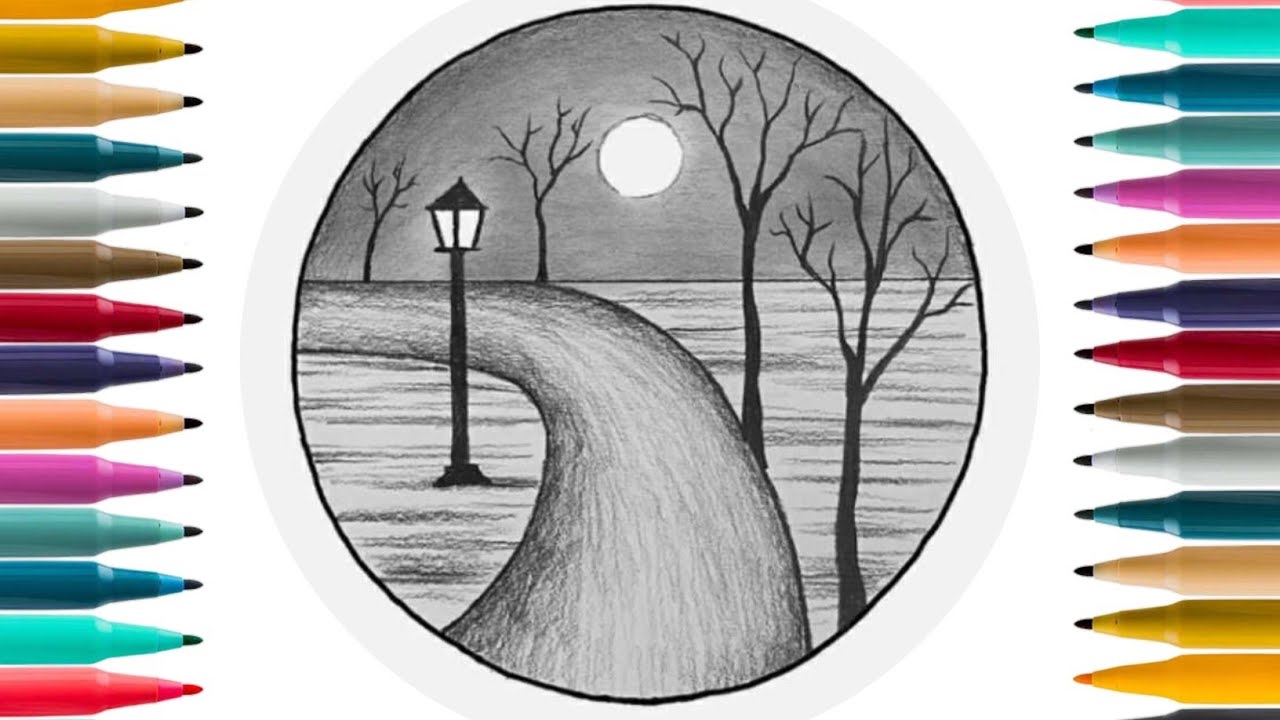 Beautiful Circle Drawing | Beautiful purple Heart Drawing | How to draw ...