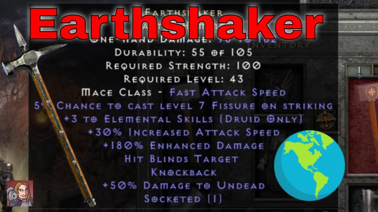 D2R Unique Items - Earthshaker (Battle Hammer) - YouTube