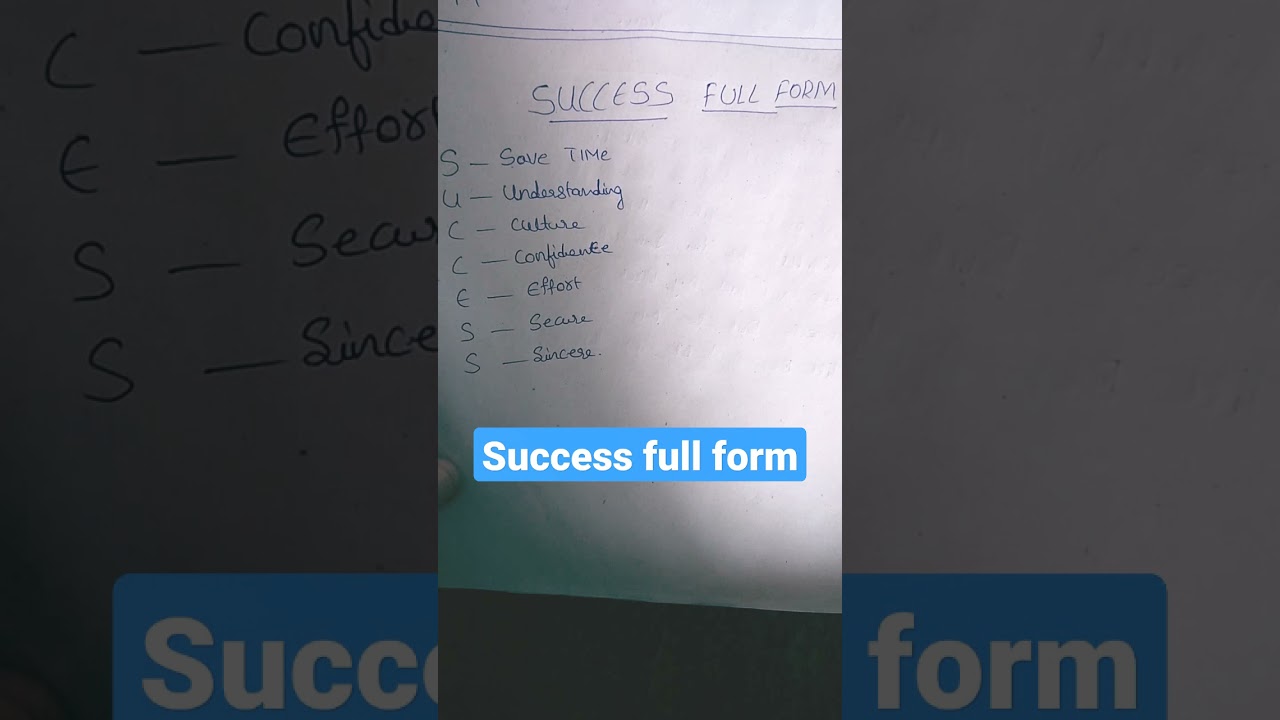 success full form #SUCCESS - YouTube