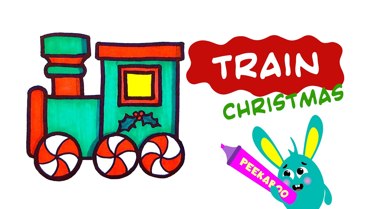How to draw a Christmas train 🎄🚂🎄 Cute Christmas Art - YouTube