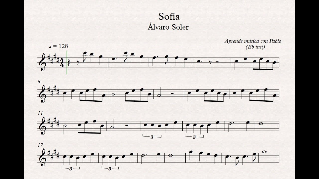 SOFÍA: Bb inst (clarinete,trompeta,saxo sop/tenor)(partitura con playback) - YouTube