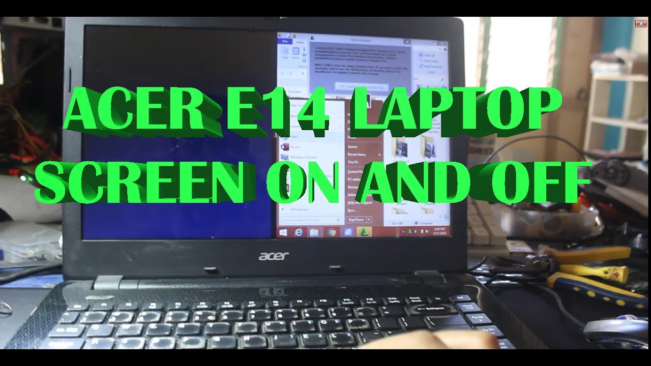ACER ASPIRE E 14 screen off and on - YouTube