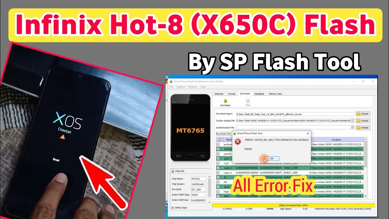 Infinix Hot 8 (X650c) Flash Sp Flash Tool| Infinix hot8 Flashing Error ...
