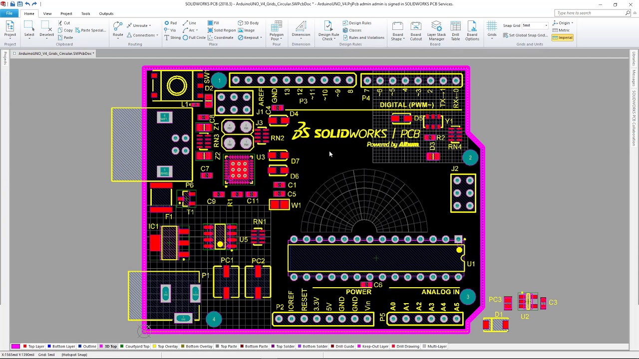 Polar Grid Support SOLIDWORKS PCB 2018 - YouTube