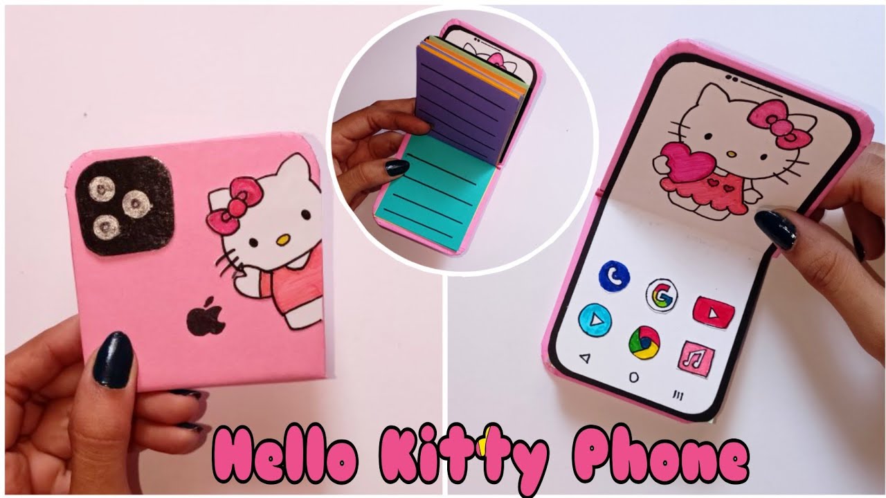 Hello Kitty Phone Notebook at Home / How to Make Folding Mobile Phone ...