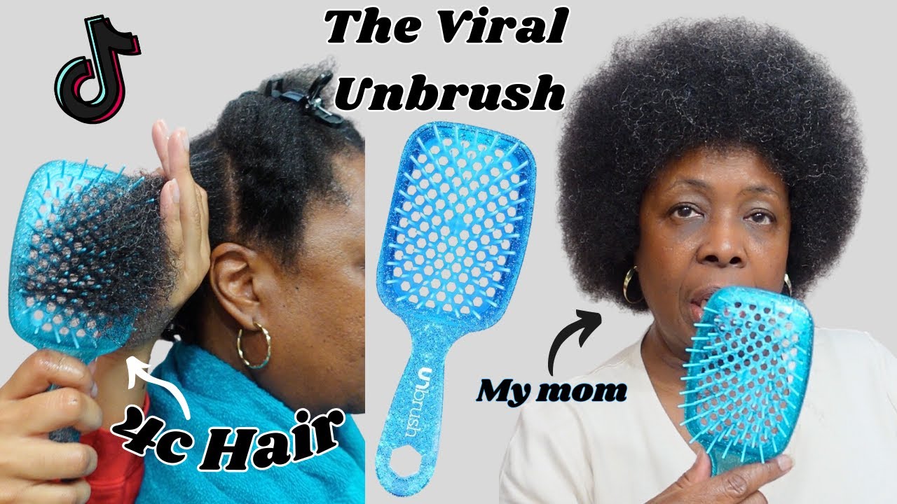VIRAL TikTok UNBRUSH | Detangling my Mom 4c Hair (First Impression ...