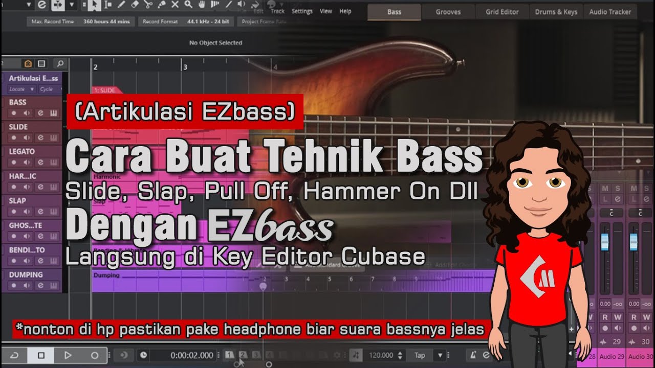 Artikulasi EZBass - Buat EZbass Slide, Slap, Harmonic dan lainnya langsung di Key Editor Cubase ...