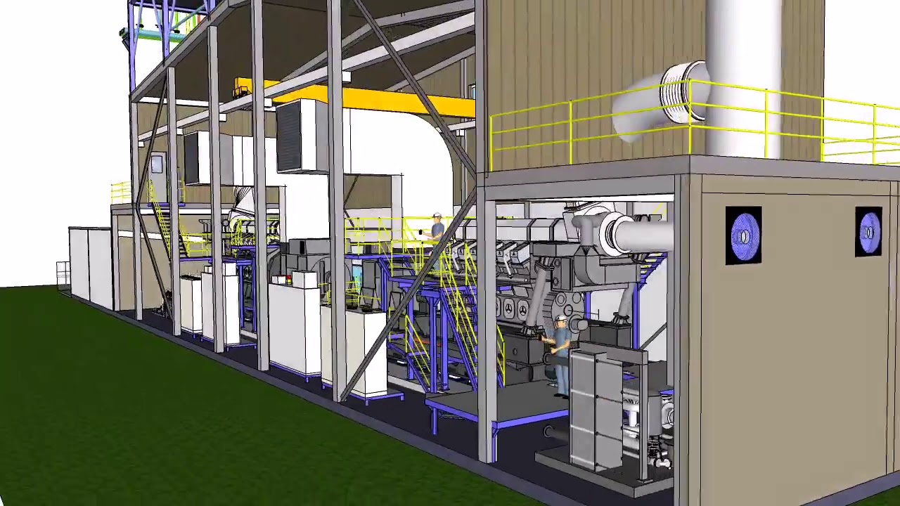 Design Gas Engine Power Plant 2 x 14KU30GSI - YouTube