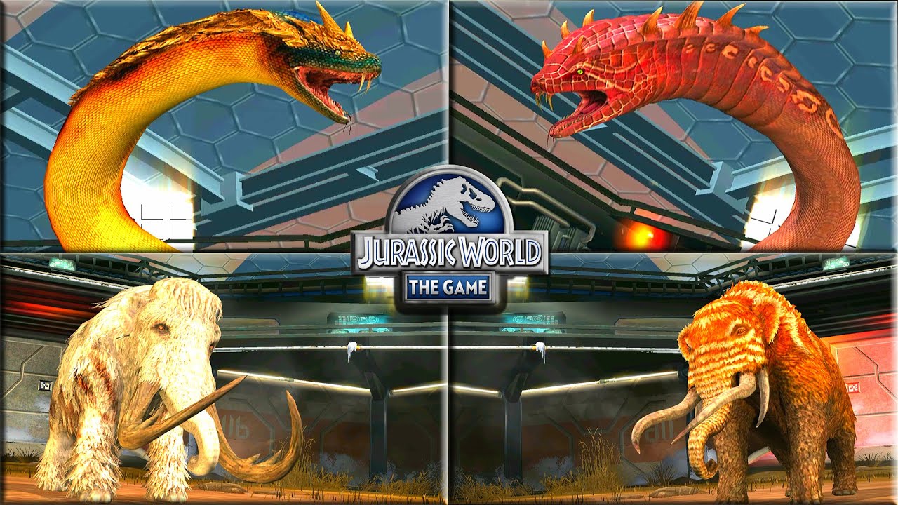 TITANOBOA VS GIGANTOPHIS VS WOOLLY MAMMOTH VS MASTODON | JURASSIC WORLD ...