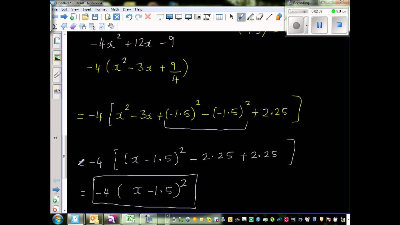 Factorising 4x 2 12x 9 Using Completing The Square Method YouTube Factorising 4x 2 12x 9 Using Completing The Square Method YouTube