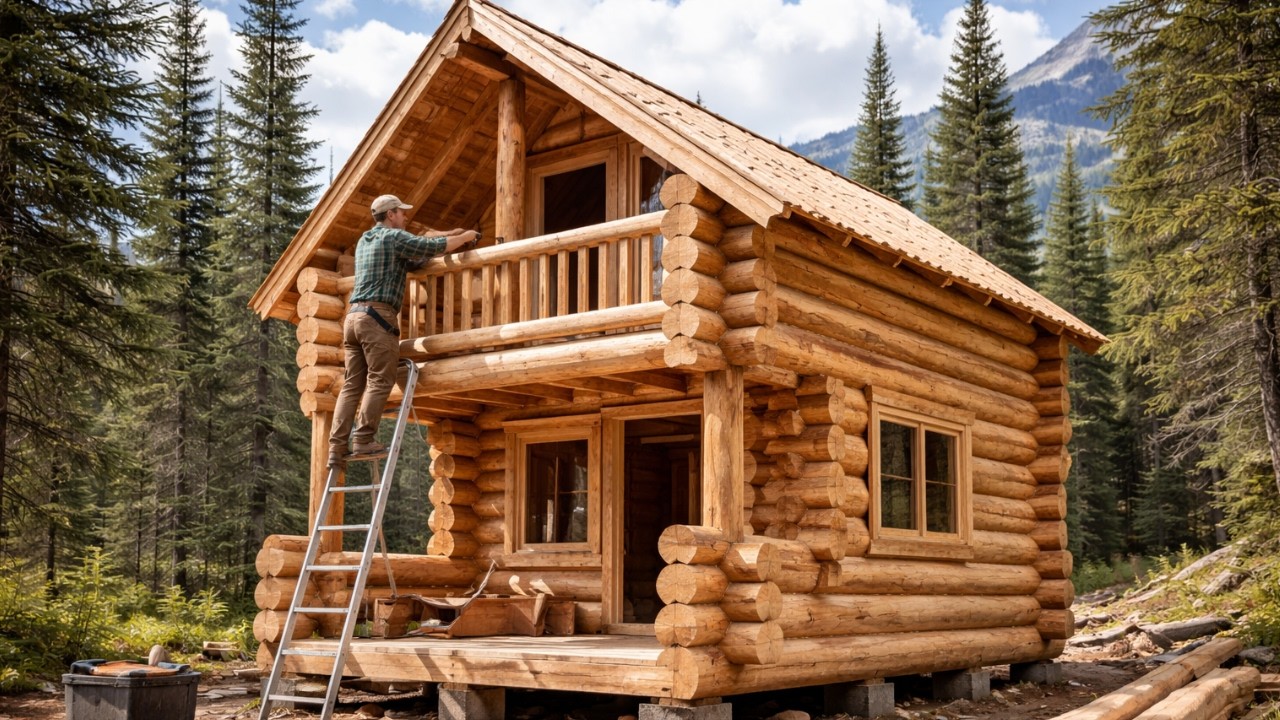 Man Builds an Off-Grid Log Cabin in Alaska | Start to Finish by ...