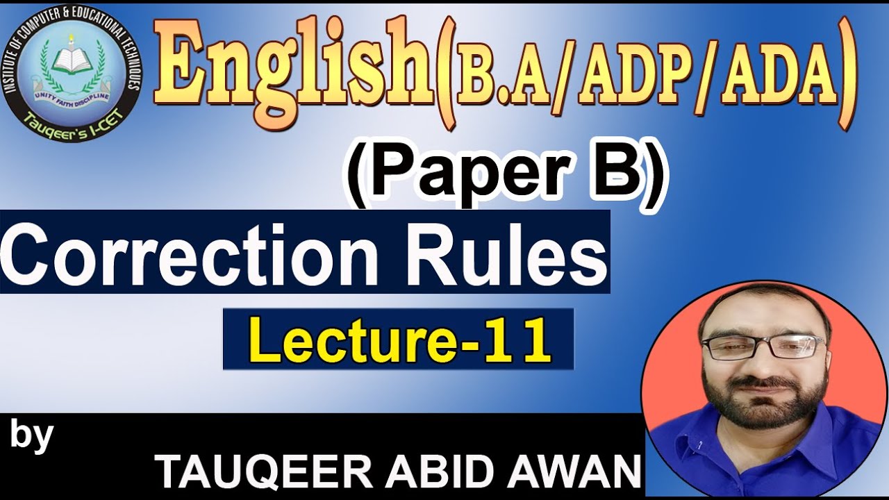 BA English Correction Rules- Lecture-11 | Correction of Sentences - YouTube