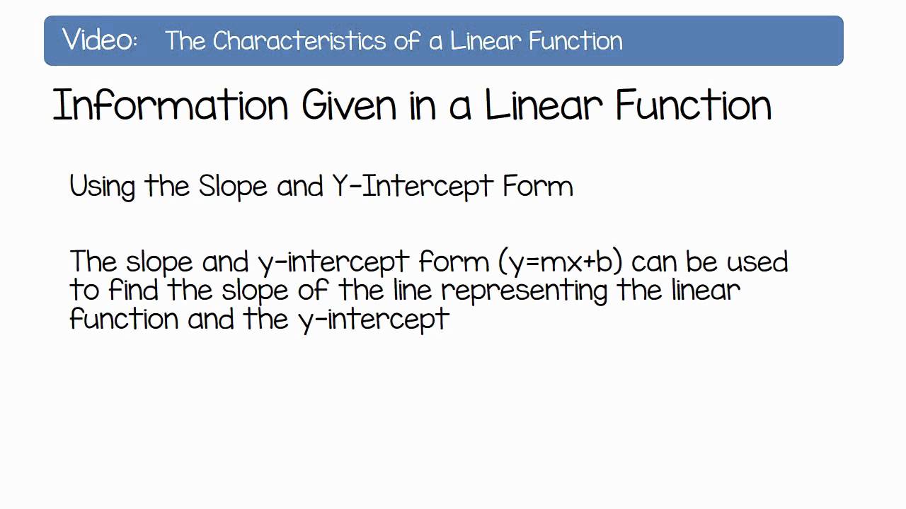 Characteristics of Linear Function - YouTube