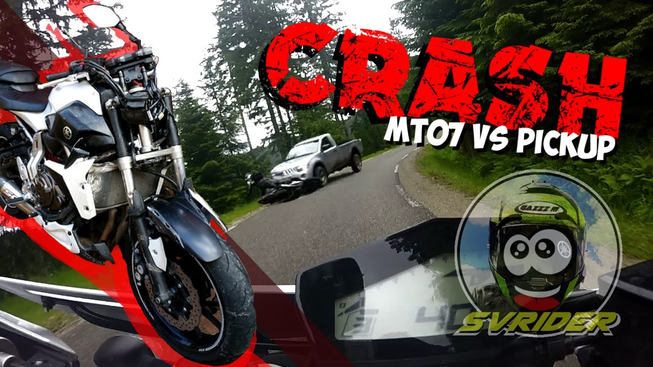 CRASH MT07 - Choc frontal MTpops Vs Pickup - by Svrider - YouTube
