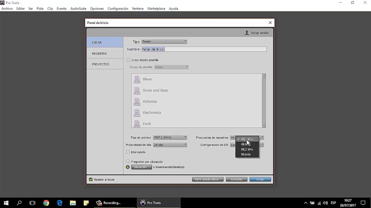 Protools Primeros pasos 1 - Panel de inicio - YouTube