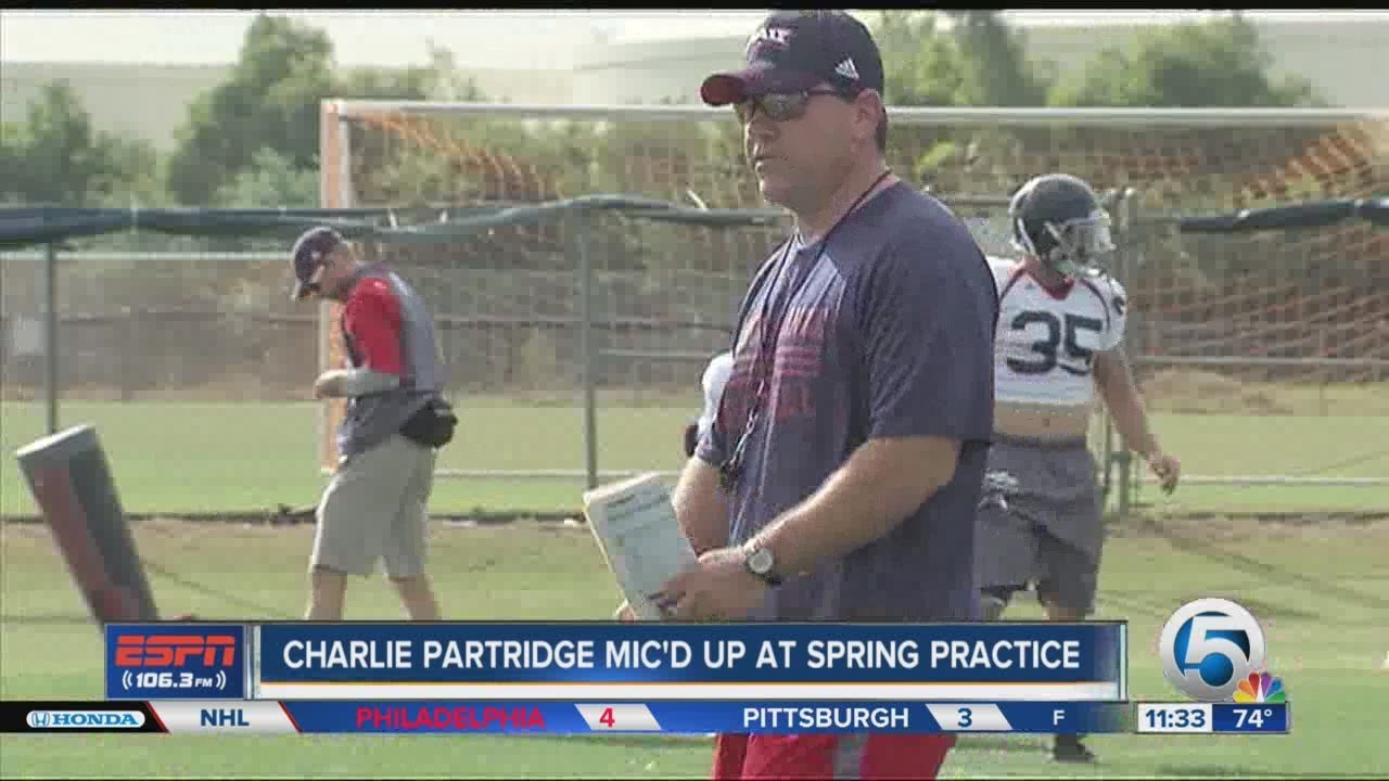 FAU coach Charlie Partridge mic'd up at practice - YouTube