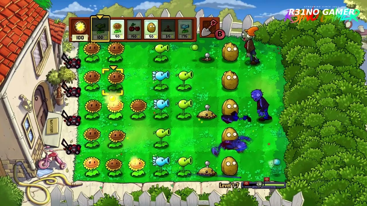 Plants vs Zombies Level 1-7 - YouTube