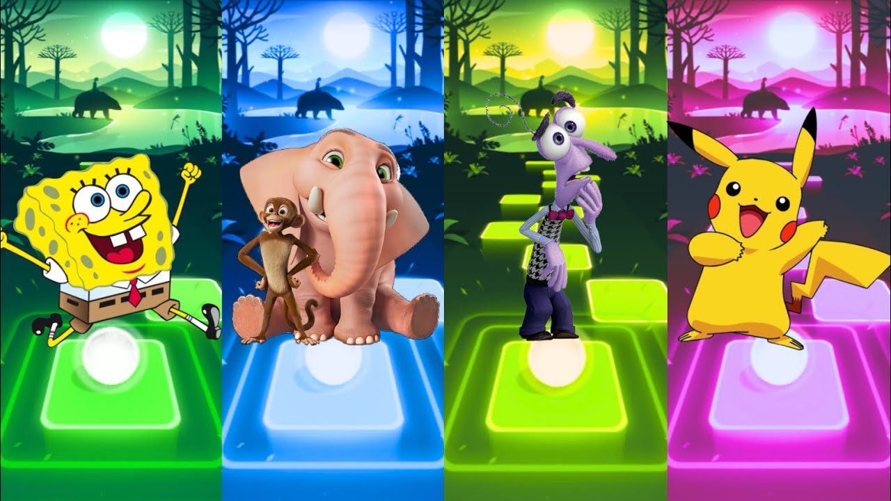 Spongebob - Jungle - Fear - Pikachu (Tiles Hop Battle) - YouTube