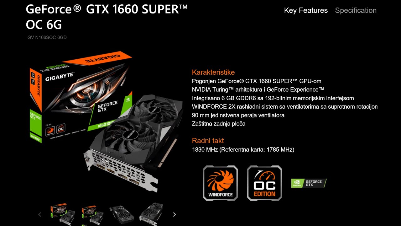 GIGABYTE Nvidia GTX 1660 Super 6GB GDDR6 WindForce OC - Detailed 360 ...