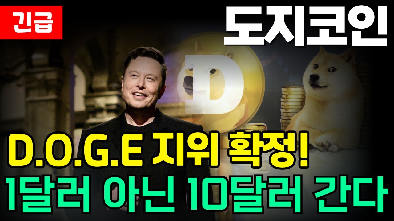 [도지코인 DOGE] D.O.G.E 지위확정!! 도지코인 1달러 아닌 10달러 갑니다 - YouTube