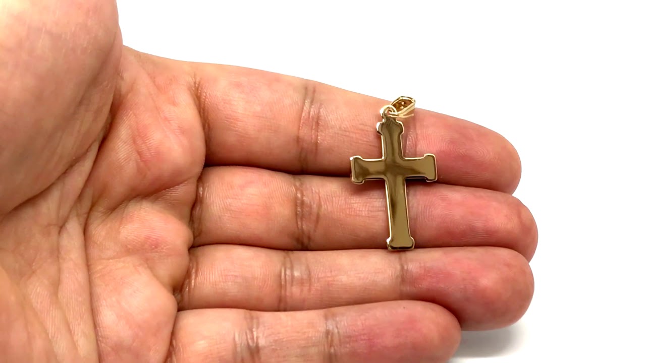 14k Yellow Gold Twisted Cable Cross Mens Pendant, 25 X 15 mm - YouTube