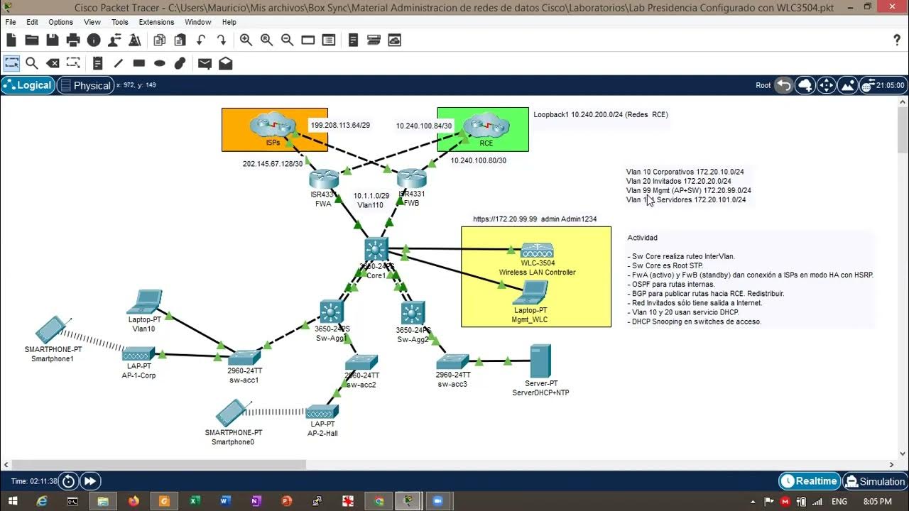 Preview Lab Packet Tracer WLAN WLC 3504 Multi Vlan - YouTube