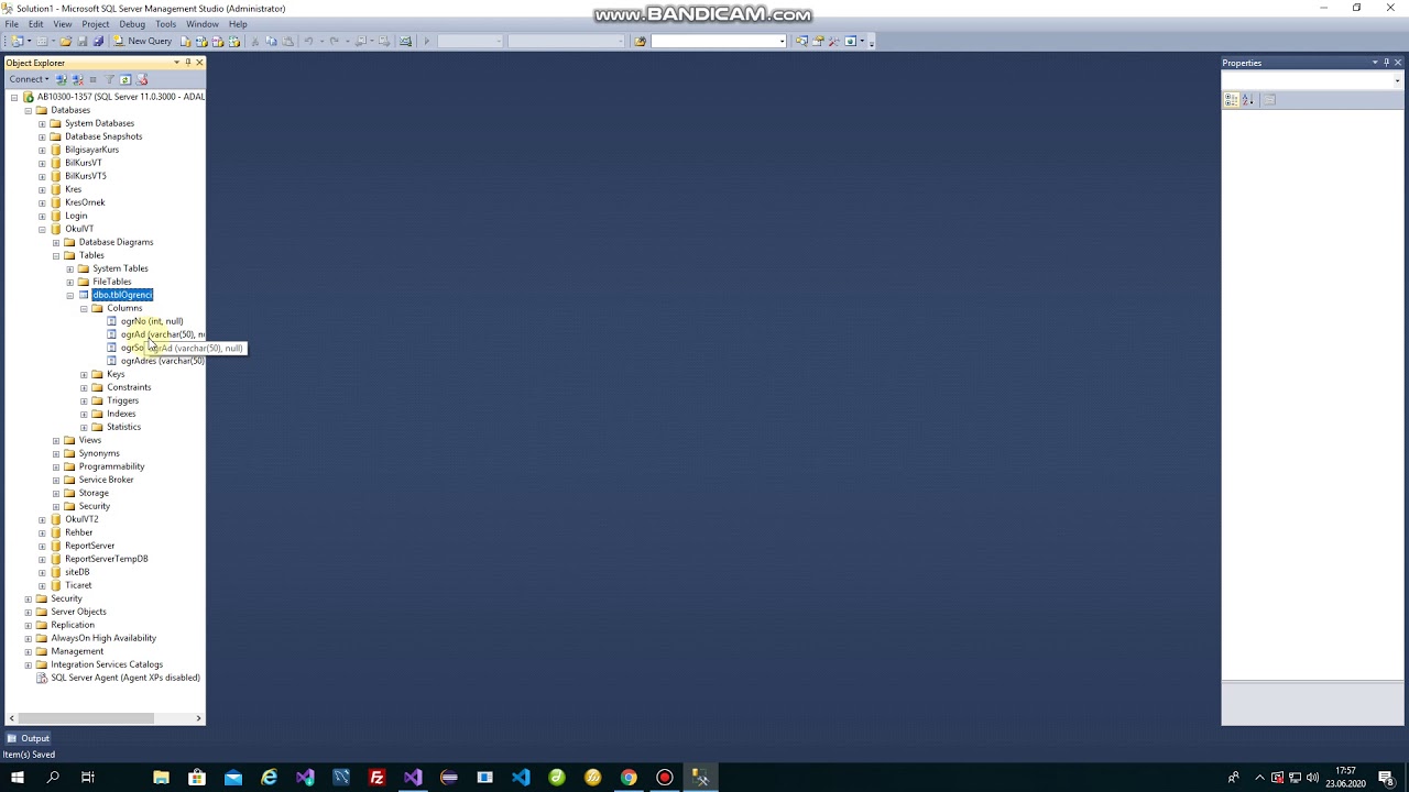 1 SQL SERVER giriş veritabanı ve tablo oluşturma - YouTube