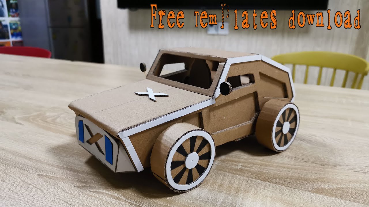 Free templates X-Ford classic Jeep car from cardboard - YouTube