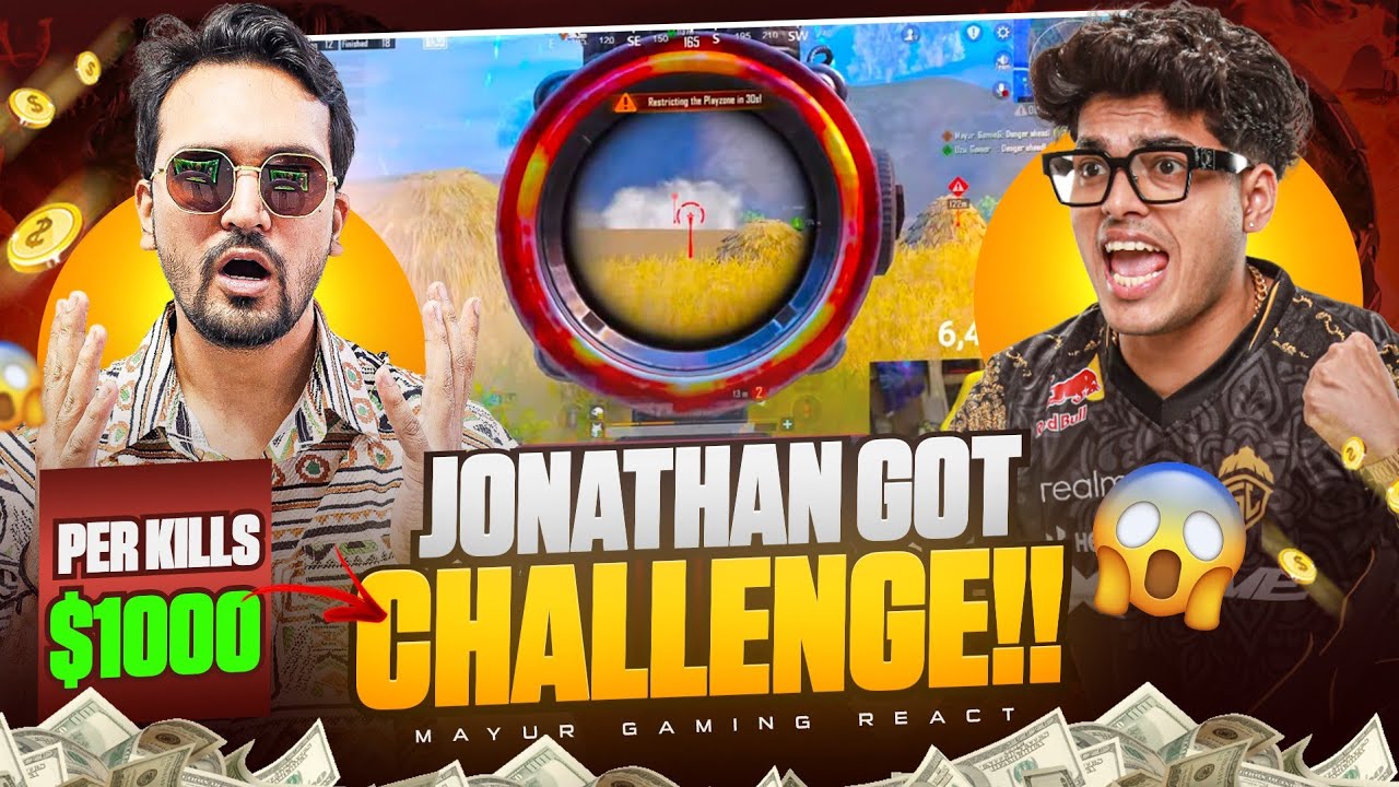 When @JONATHANGAMINGYT Got Per KILL 1000 Rs Challenge || Mayur Gaming React😱 - YouTube
