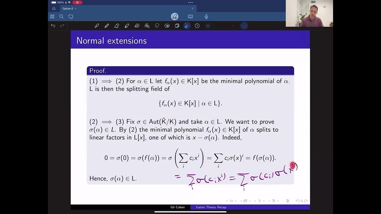 AGC Lecture 8.5a - Galois theory recap - normal field extensions - YouTube