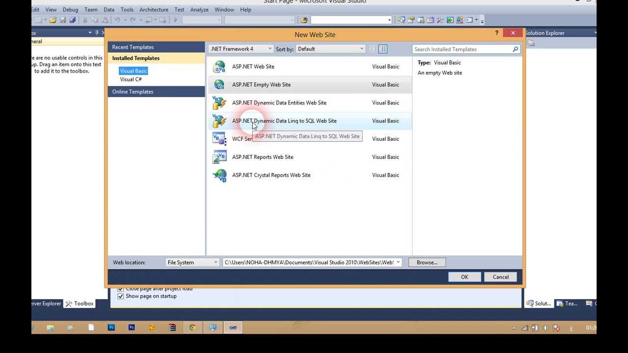connected sql server with asp.net wizard - YouTube
