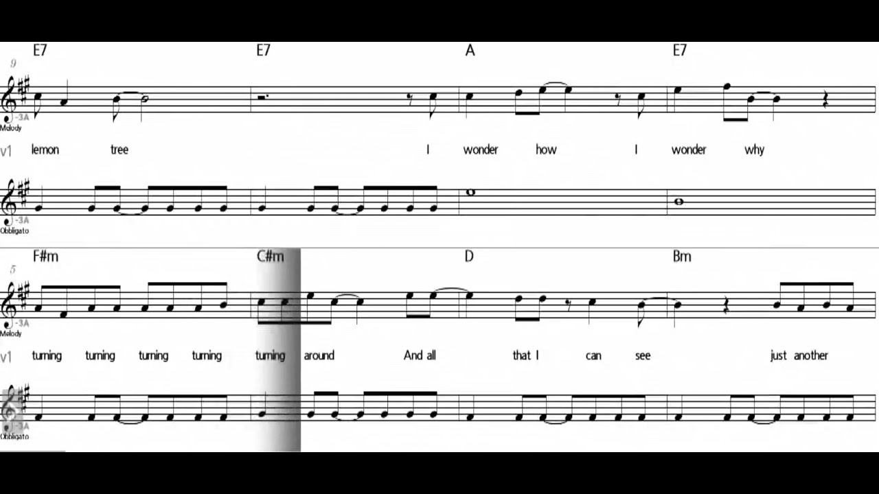Lemon Tree - Eb Alto Saxophone - Sheet Music - Play Along - Backing ...