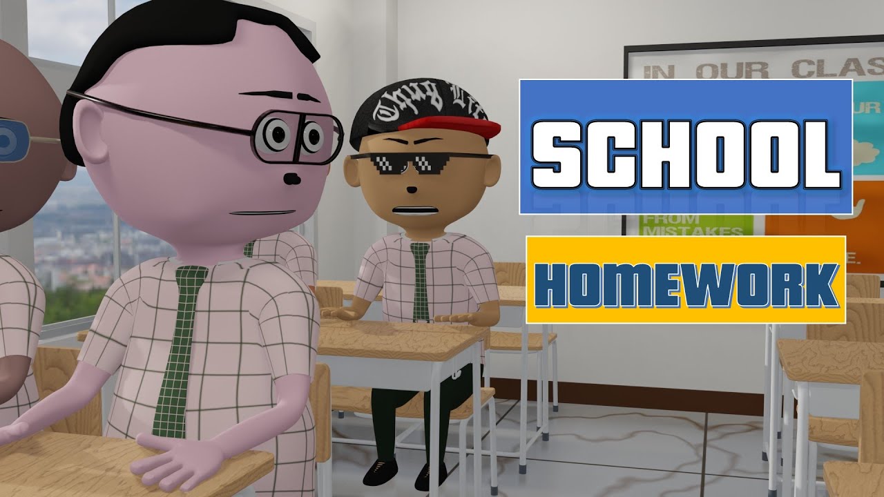 LET'S SMILE JOKE - SCHOOL HOMEWORK || FUNNY ANIMATED COMEDY - YouTube