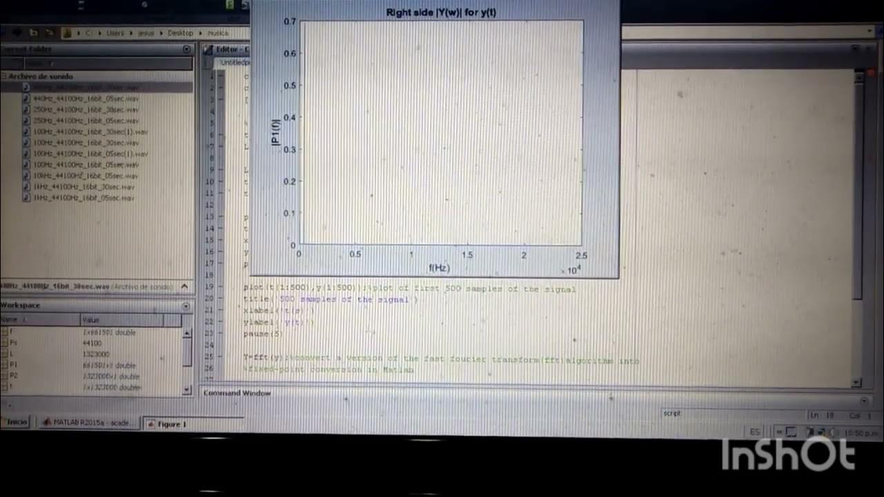 the Fourier transform using Matlab to (audio) format file. - YouTube
