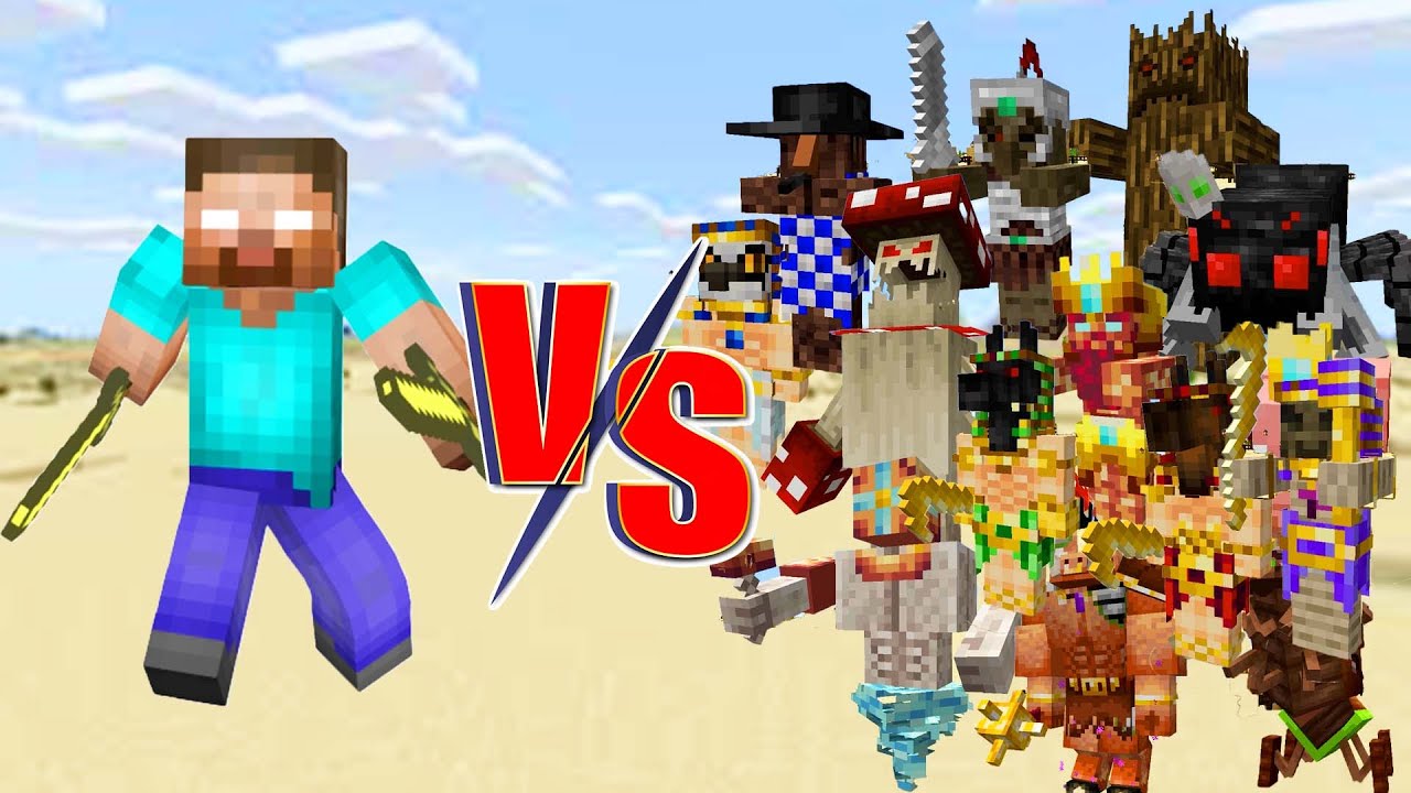 Herobine VS All Bosses In Villagers And Monsters Legacy | Minecraft ...