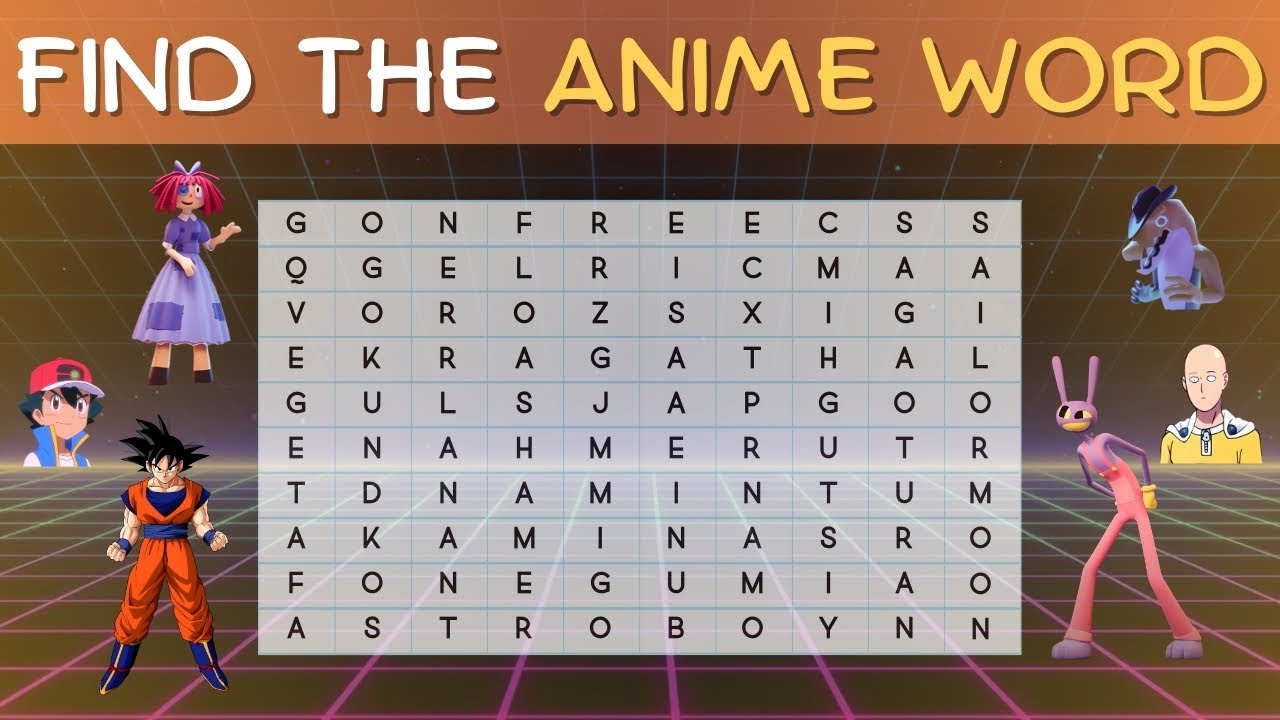 Anime Word Search Challenge: Can you find the hidden anime characters ...