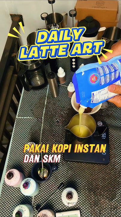 Belajar Latte art pemula dengan kopi instant Dan SKM menggunakan Milkfrother bisa dicoba dirumah ...