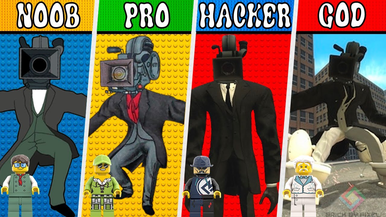 LEGO ART Large Cameraman : Noob, Pro, HACKER, GOD! | (Skibidi Toilet ...
