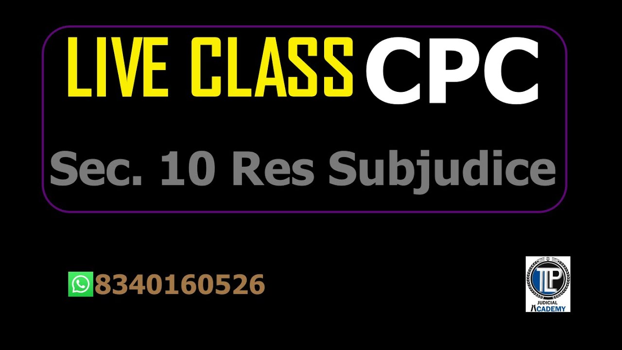 Section 10 CPC Res Subjudice - YouTube