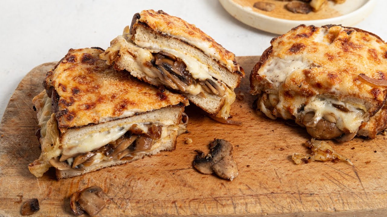 Veggie-Friendly Mushroom Croque Monsieur Recipe - YouTube
