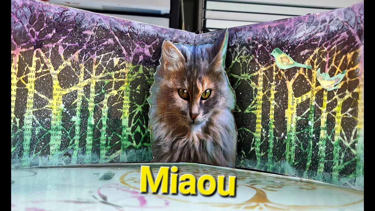 Art journal. une page chat .Scrapbooking. - YouTube