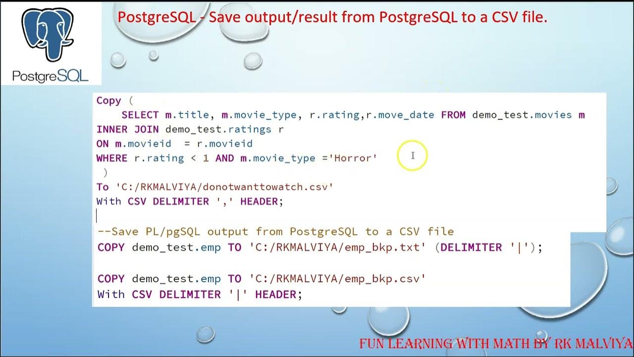 Postgresql Save Outputresult From Postgresql To A Csv File Postgresql Copy Copy Command Vd
