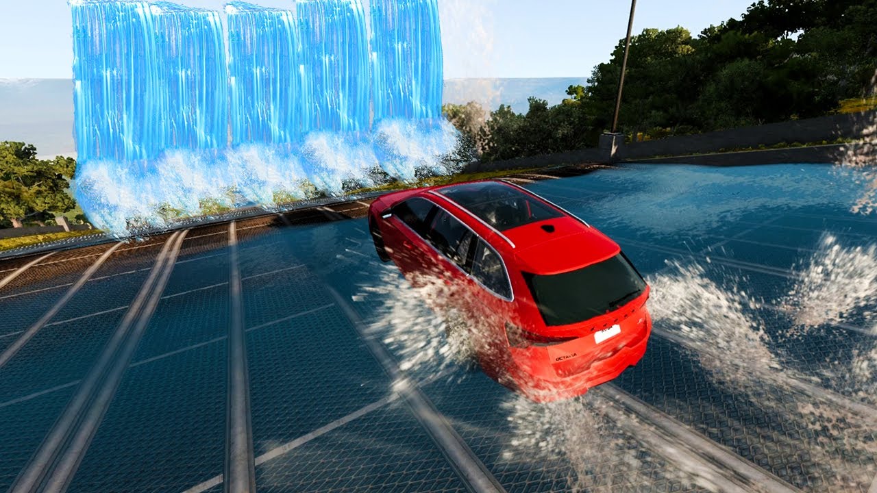 Passing WATER 💧 Obstacles by CAR | BeamNG.drive - YouTube