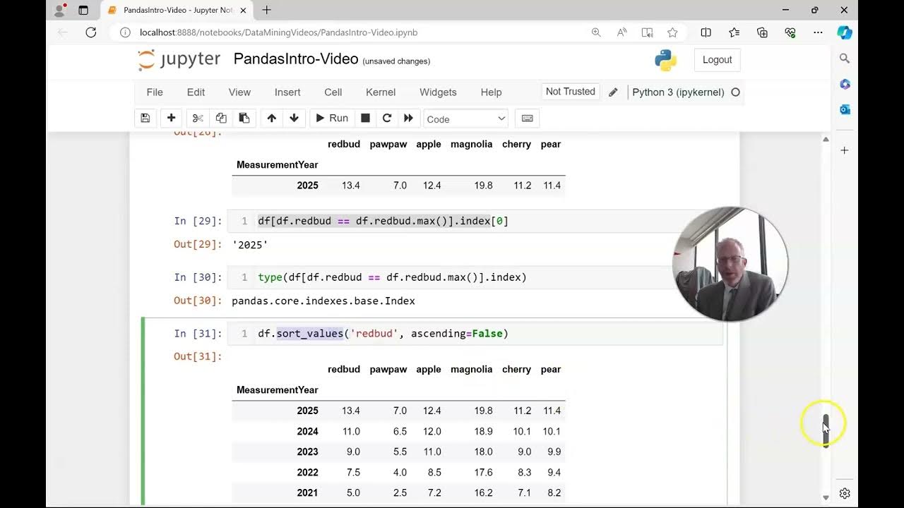 Python DataFrame: finding max, mean, statistical functions, and complex selections - YouTube